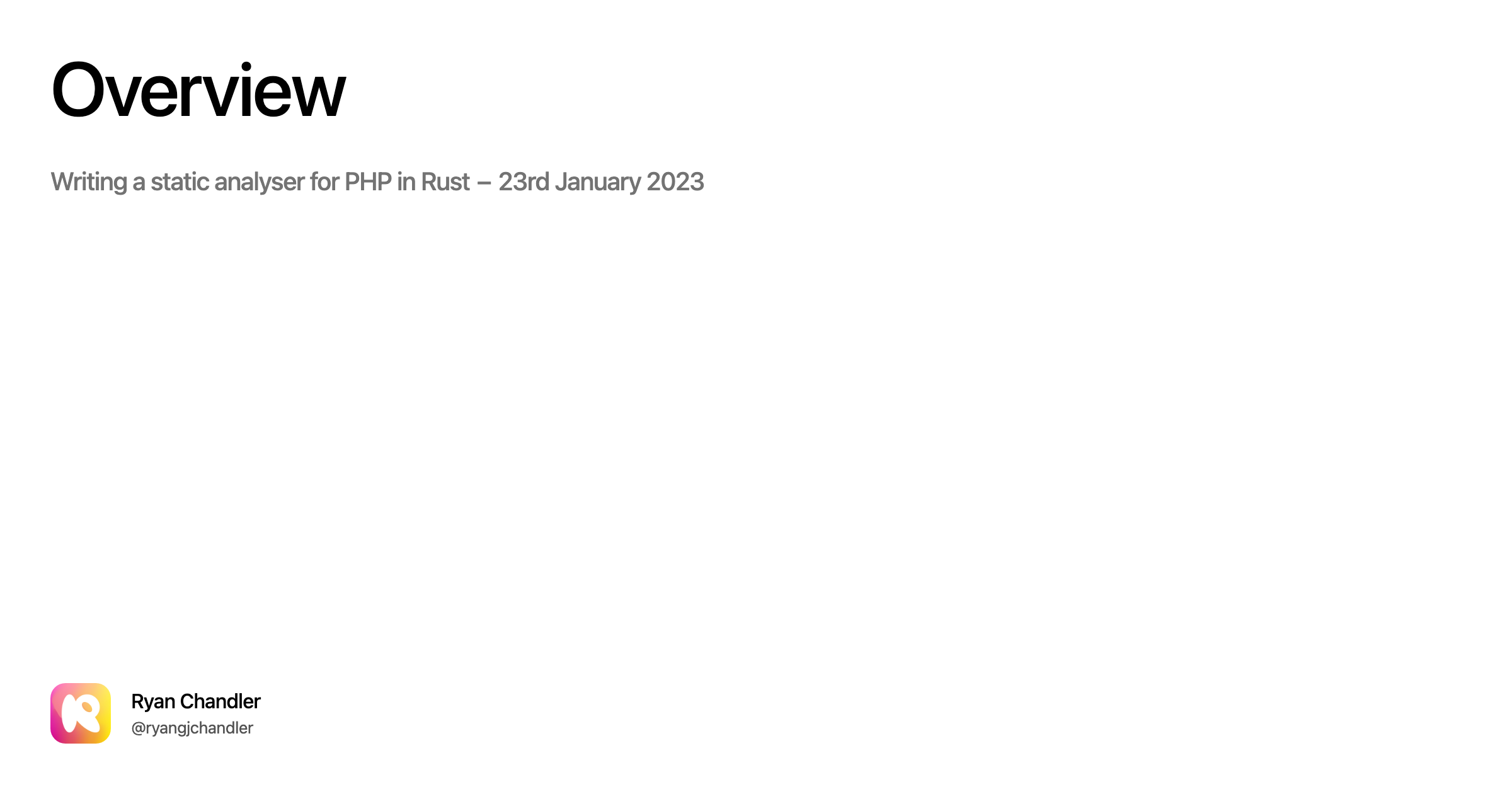 Overview (Writing a static analyser for PHP in Rust)